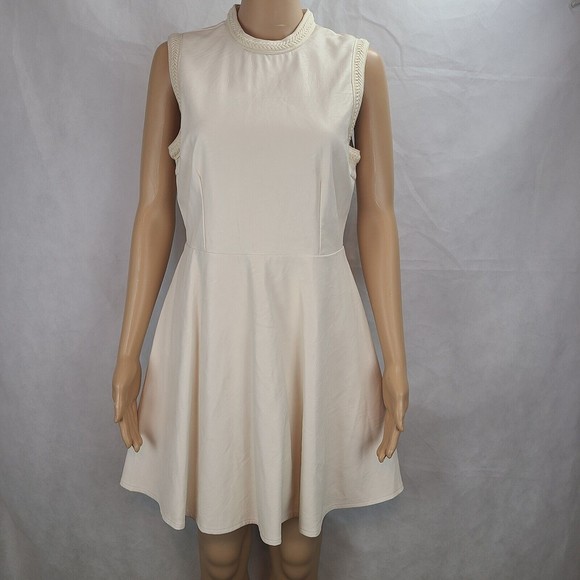 Honey Punch | Dresses | Honey Punch L Ivory Faux Leather Wbraided Trim ...